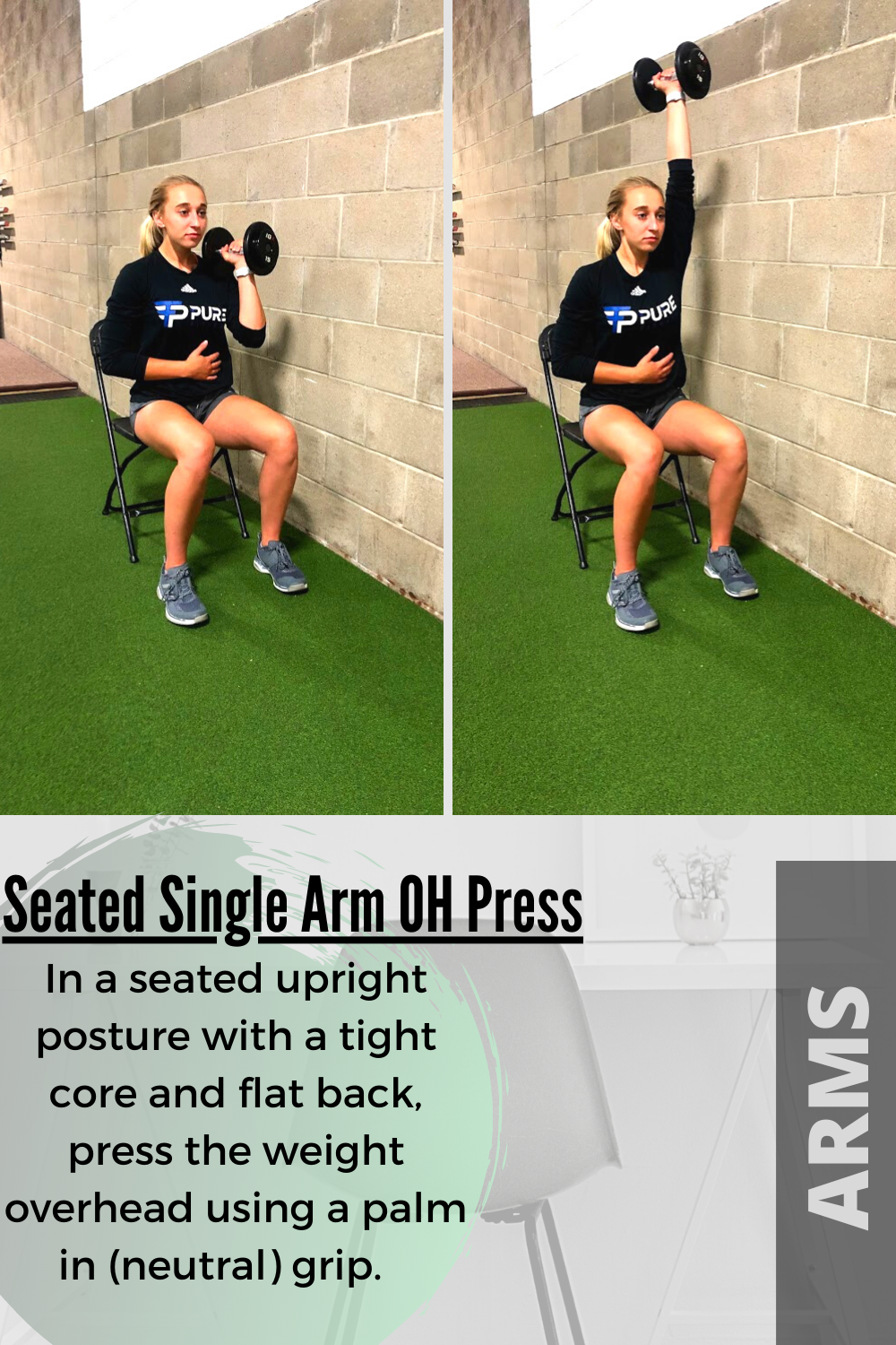 Seated Single Arm OH Press Chair Workout - PF
